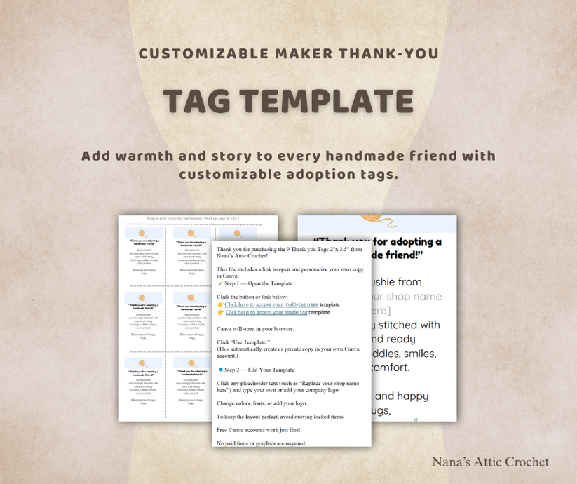 Editable Thank-You Tag Template for Crochet Sellers – Nanasatticcrochet